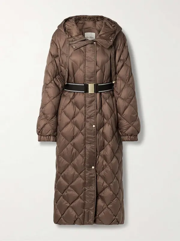 Max Mara Trefel Belted Hooded Quilted Down Coat