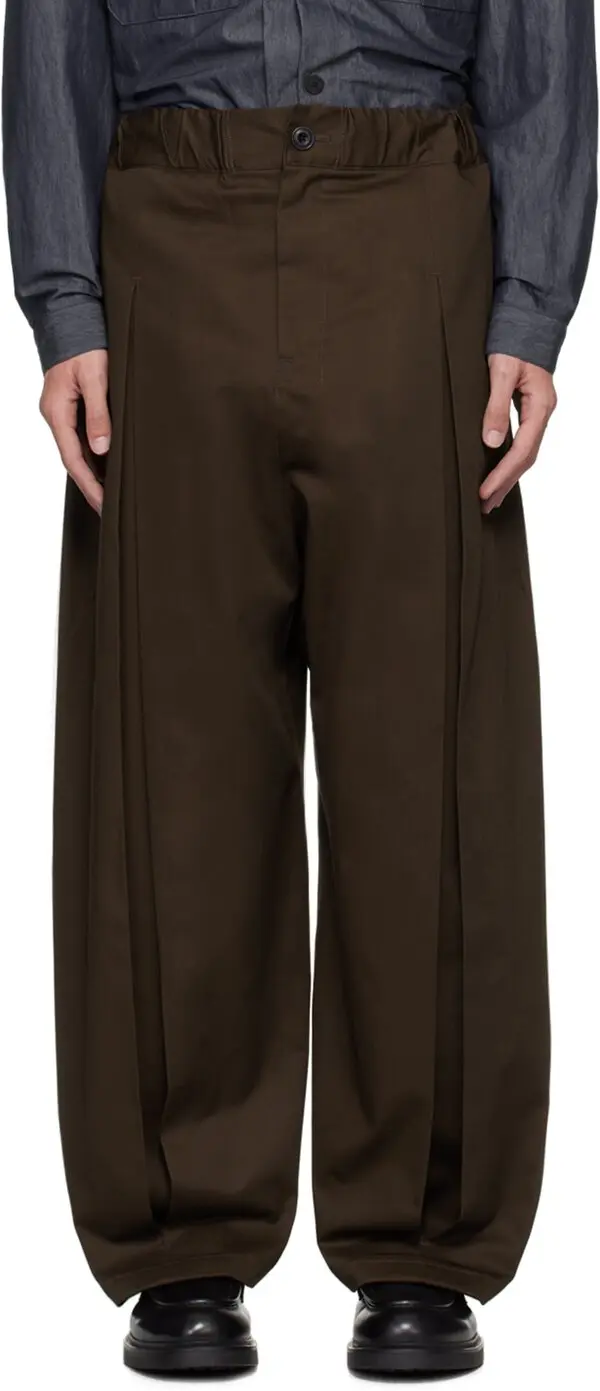 Sage Nation Box Pleat Trousers In Brown - 10% Off | Editorialist