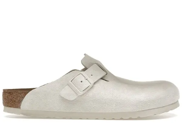 BIRKENSTOCK Boston Soft Footbed Suede Clog - Antique White