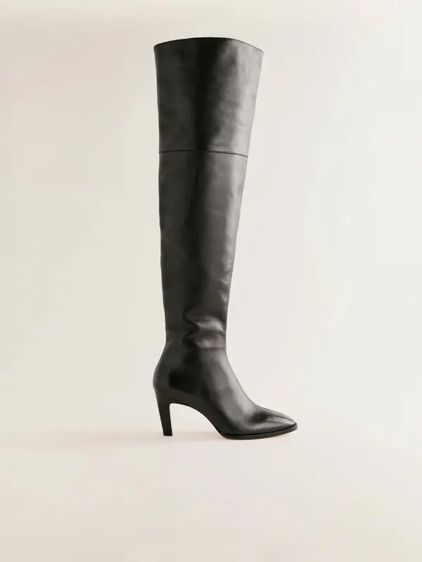 REFORMATION Giles Over The Knee Boot - Black Leather