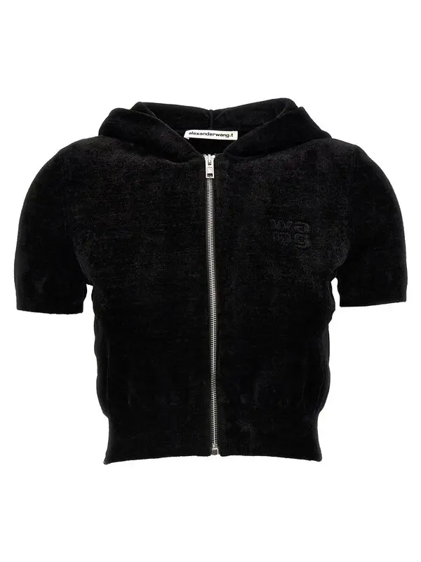 Alexander Wang Logo Chenille Cropped Hoodie