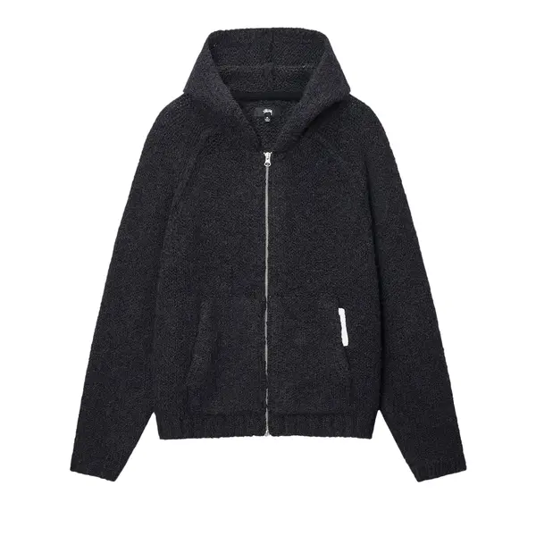 トップス Stussy CHUNKY KNIT ZIP HOODIE BLACK / L StüSsy Chunky Knit Zip Hoodie - Black | Editorialist