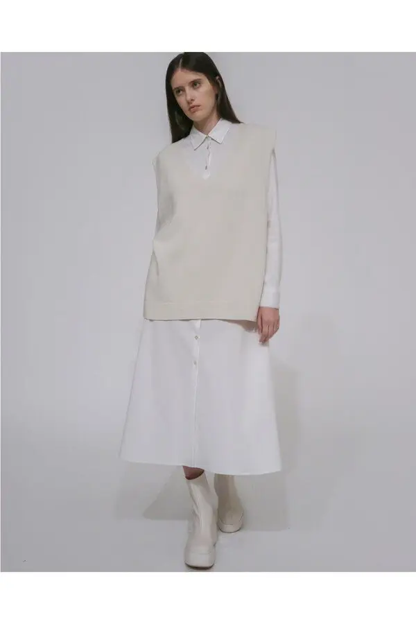 Rosetta Getty Oversized Wool-cashmere Sweater Vest - Neutral