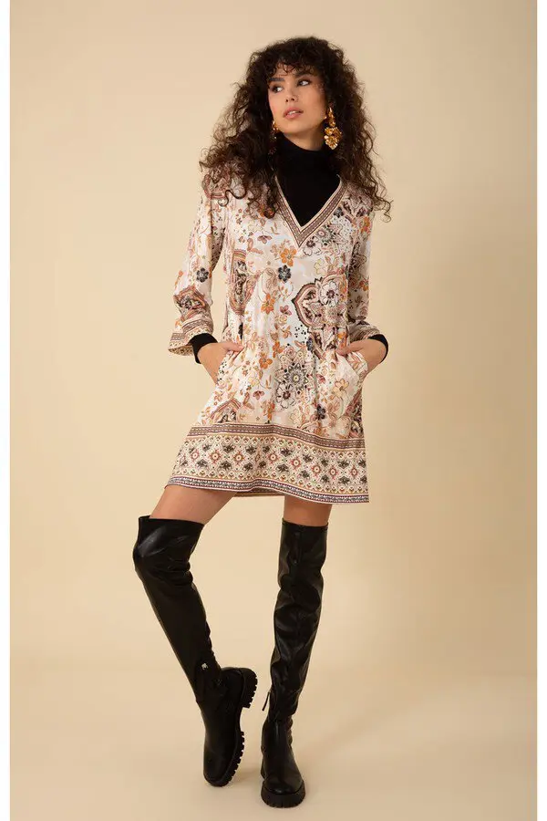 Hale Bob Legacy Jersey A-line Dress - Neutral