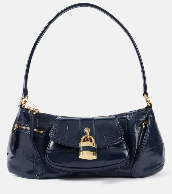 Chloé Le 99 Small Croc-effect Leather Shoulder Bag - Blue