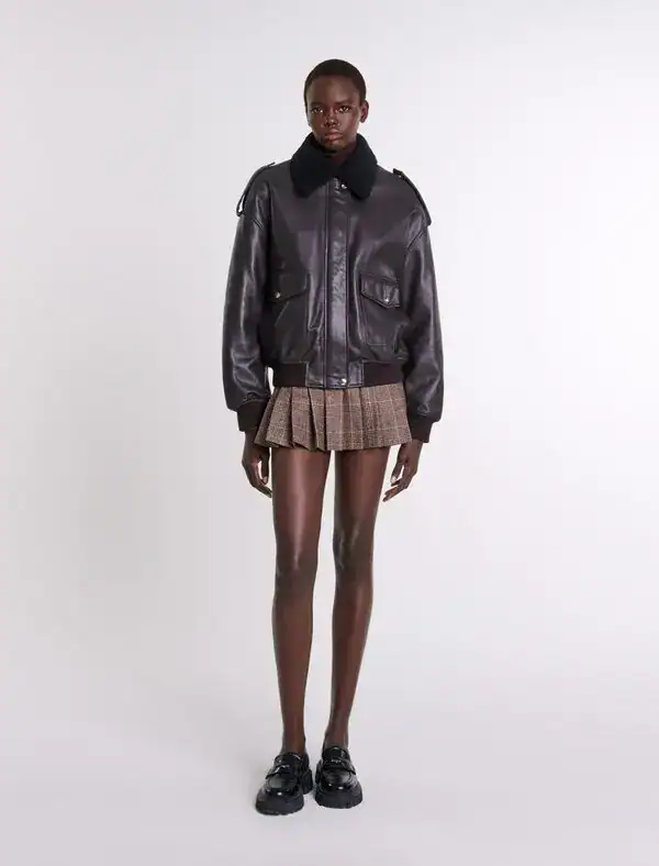 maje ライダースジャケット Maje Oversized Leather Jacket In Brown - 40% Off | Editorialist