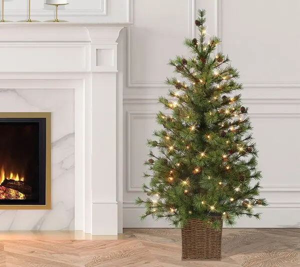 PULEO INTERNATIONAL 4ft Pre-lit Potted Christma S Tree