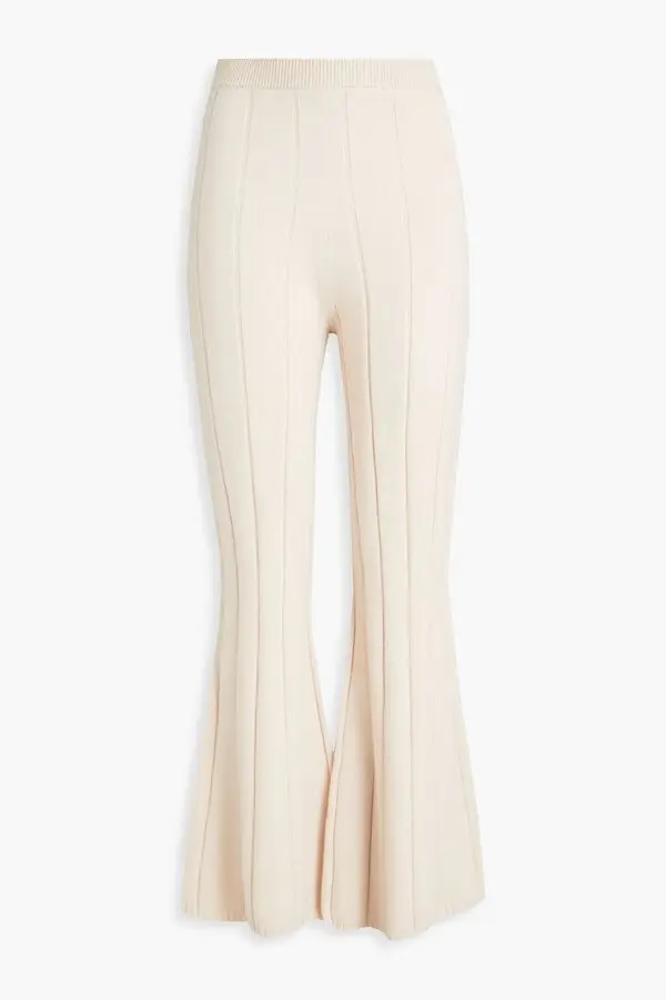 JOSEPH Ribbed Merino Wool-blend Flared Pants
