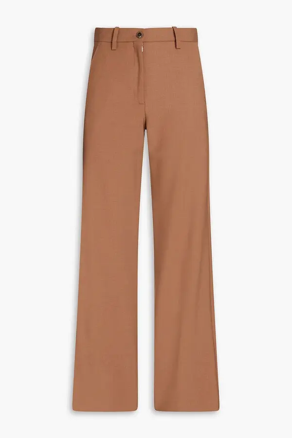 Maje Wool-blend Twill Wide-leg Pants - Light Brown