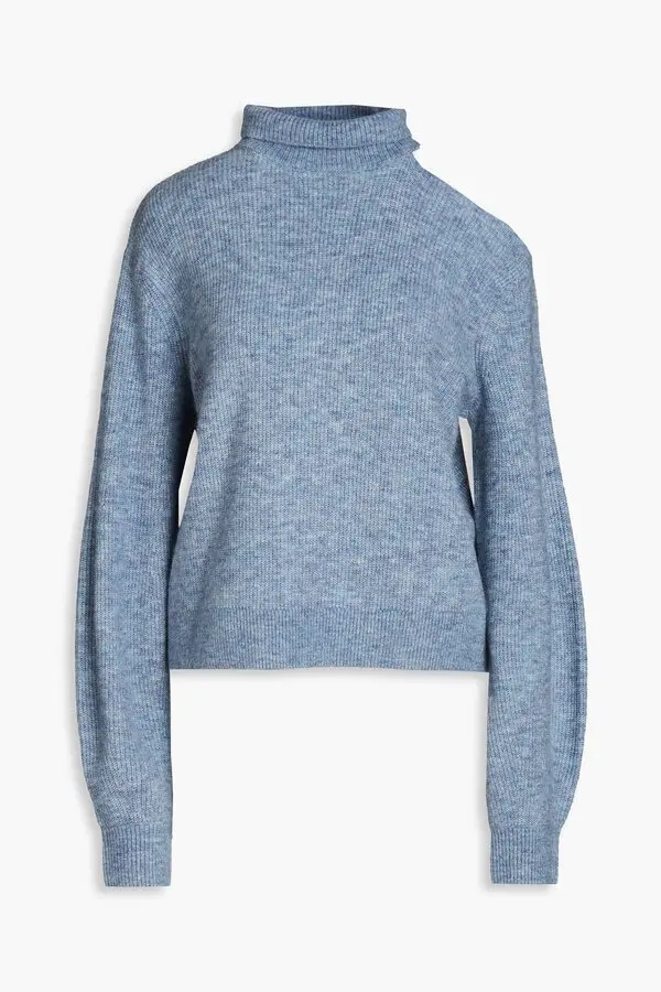 Maje Cutout Ribbed-knit Turtleneck Sweater