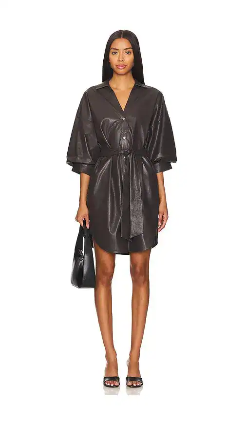 knee length dresses for ladies Vegan Leather T-shirt Dress main image 0