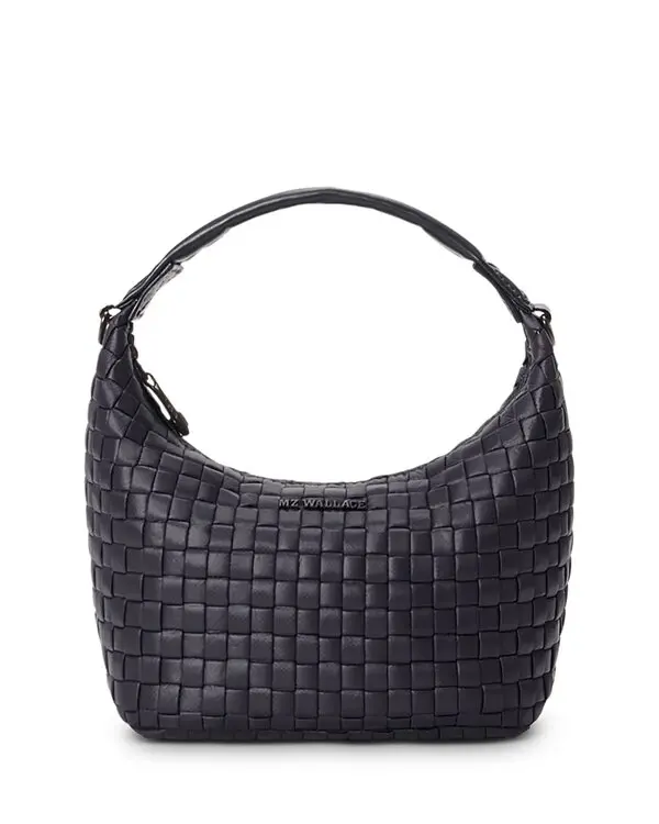 Mz Wallace Mini Woven Hobo Bag - Black/matte Black