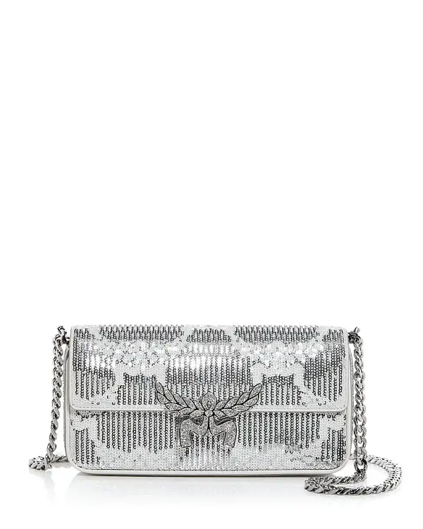 Mcm Himmel Sequin Embellished Shoulder Bag - Silver