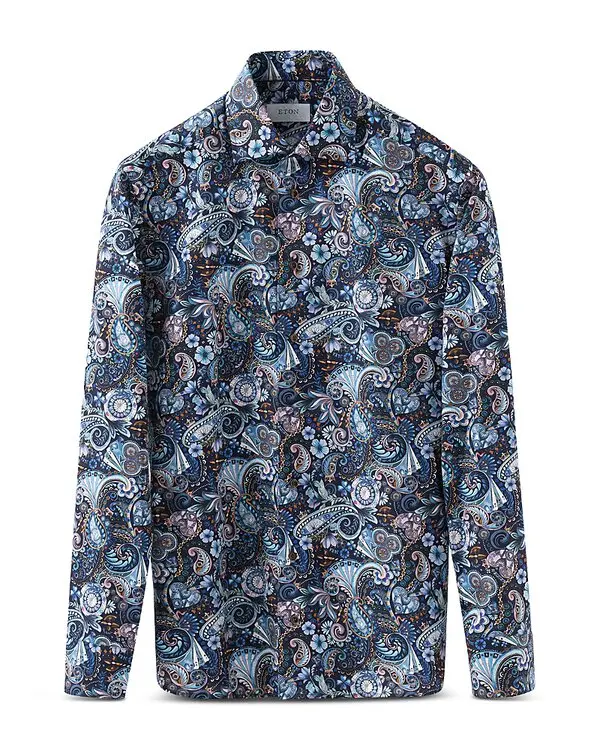 Eton Printed Slim Fit Dress Shirt In Navy - 48% Off | Editorialist