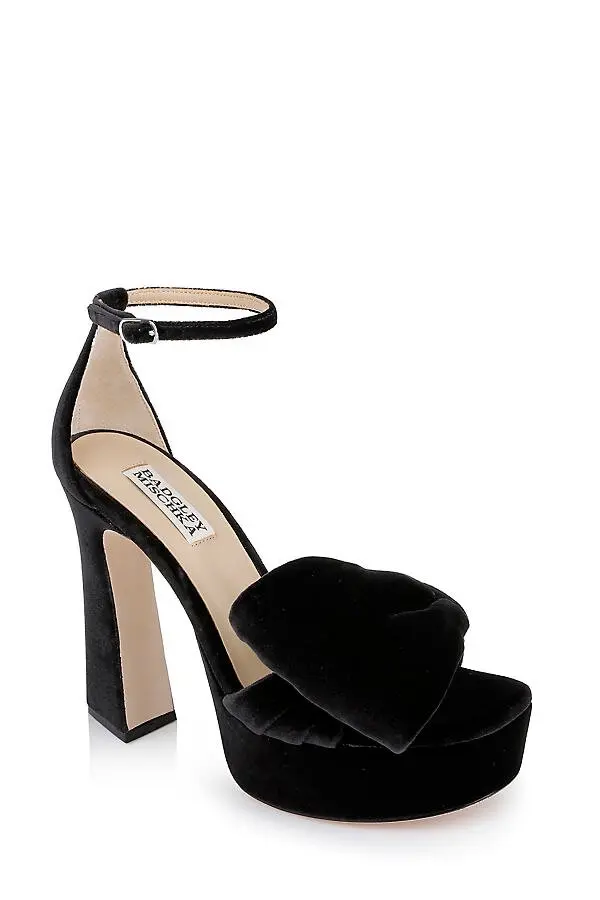 Badgley Mischka Alora Velvet Platform Heels - Black