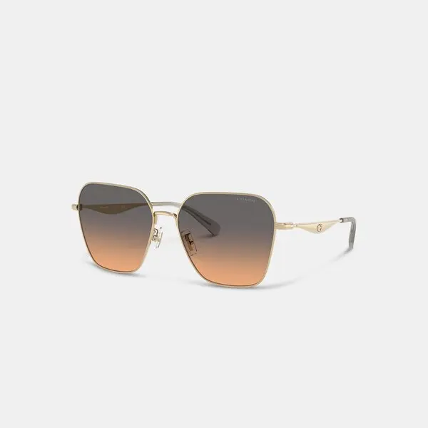 Coach C Hardware Metal Oversized Square Sunglasses - Peach Blush