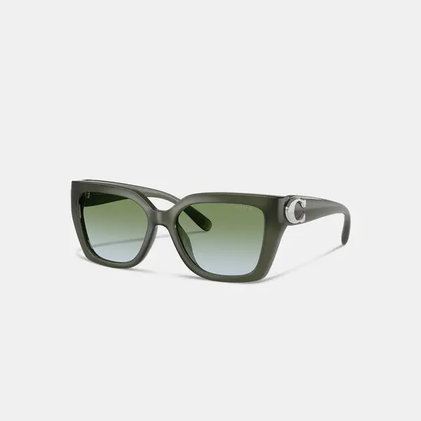 Coach Sculpted C Square Cat Eye Sunglasses - Green Gradient