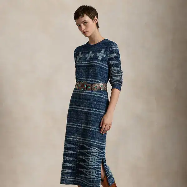 Ralph Lauren Prl X Naiomi Glasses Sweater Dress - Indigo Multi ...