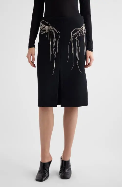 Dries Van Noten Shelda Crystal Chain Wool-blend Skirt