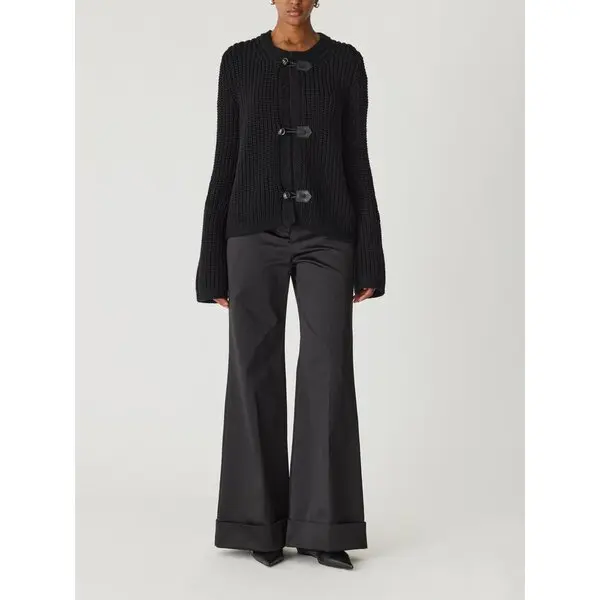 Rebecca Taylor Novelty Wool Toggle Cardigan - Black