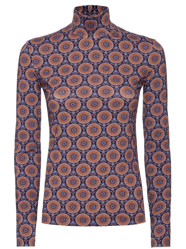 La DoubleJ Geometric-pattern Turtleneck - Purple