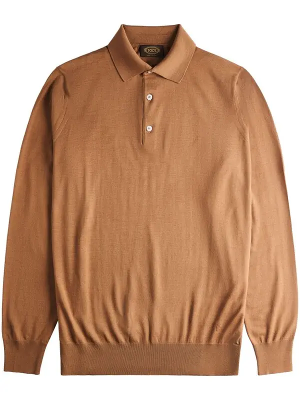TOD'S Wool Polo Shirt - Brown