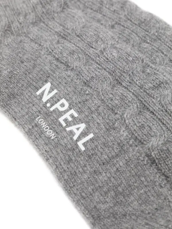 N.peal Stripe Cable Socks - Neutrals