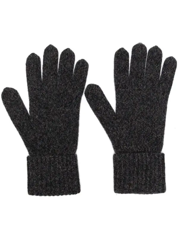 N.peal Cashmere Ribbed Gloves - Black