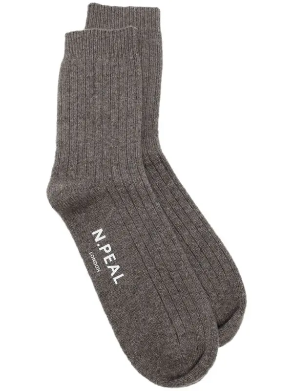 N.peal Ribbed House Socks - Grey