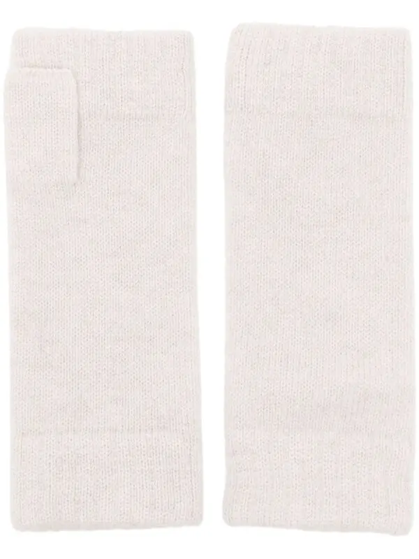 N.peal Fingerless Cashmere Gloves - Neutrals