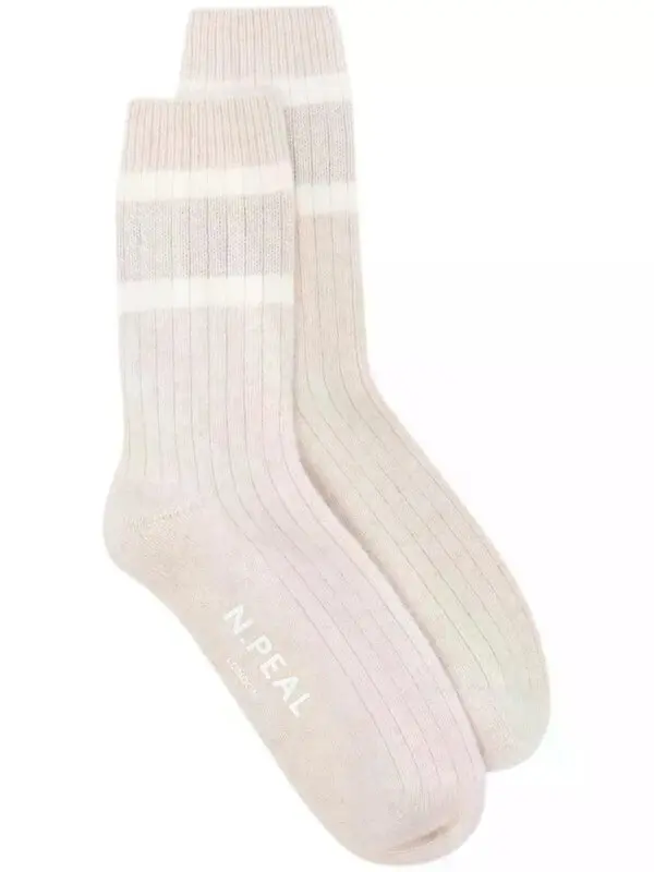 N.peal Stripe Ribbed Socks - Neutrals