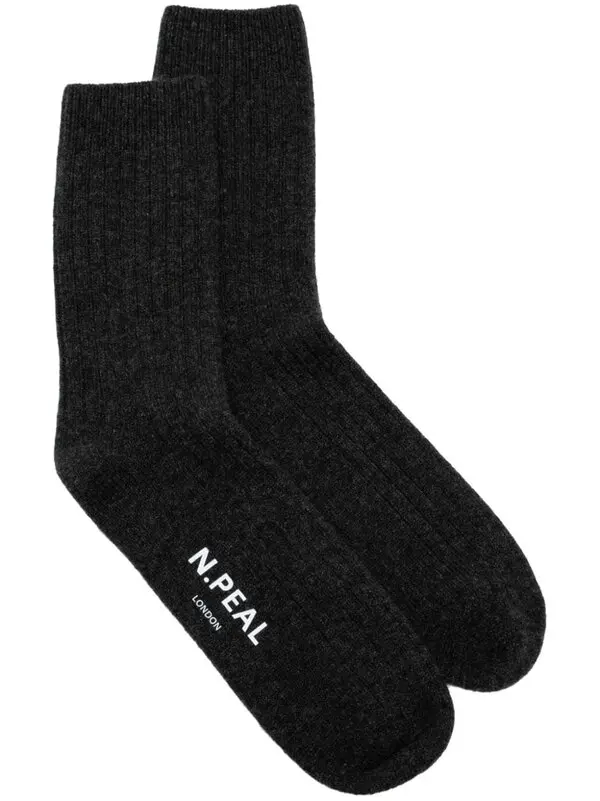 N.peal Ribbed House Socks - Grey