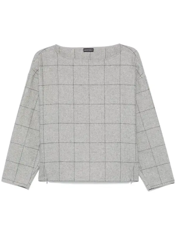 Emporio Armani Checked Boat-neck Sweater