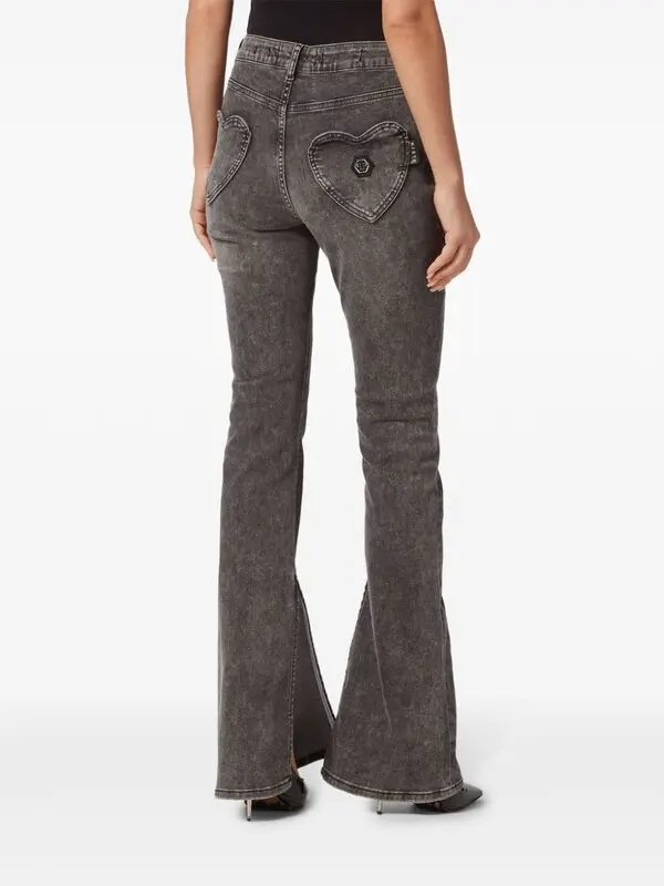 Philipp Plein Heart-appliqué Flared Jeans