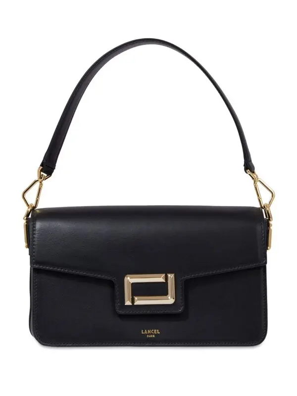 LANCEL Leather Flap Bag - Black