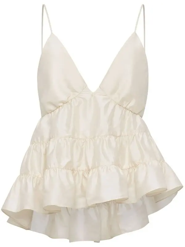 AZLEE Viola Taffeta Top - Neutrals
