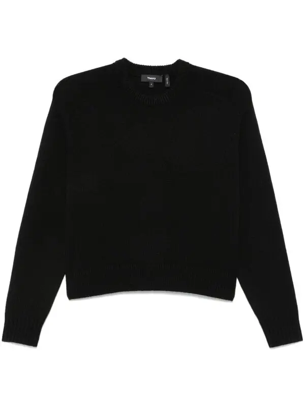 Theory Cropped Cashmere Sweater - Black
