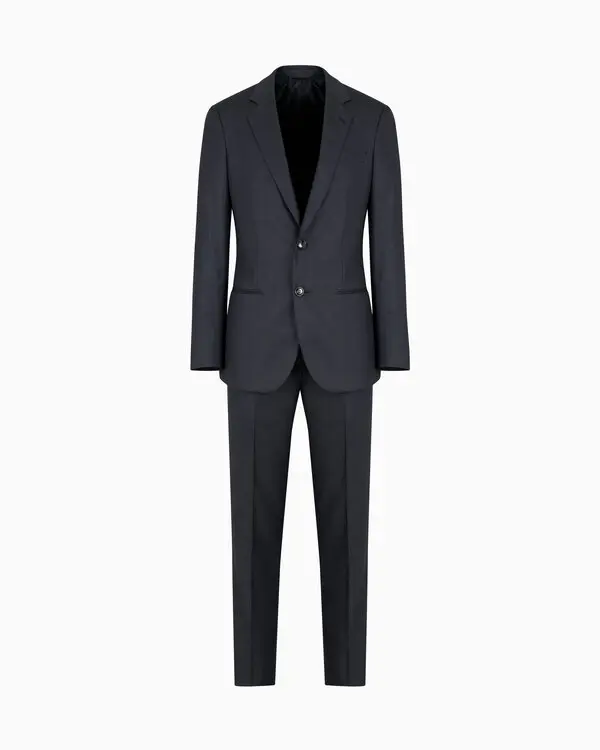 Giorgio Armani Manhattan Line Virgin-wool Single-breasted Suit With A Micro-check Motif - Black