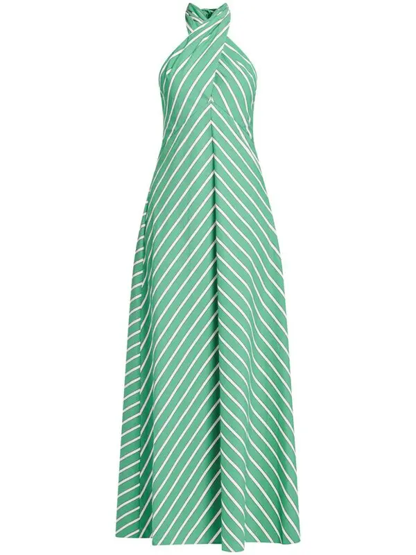 staud dawn striped halter dress Staud Dawn Halter Dress Seaweed Stripe Size S / AU 8