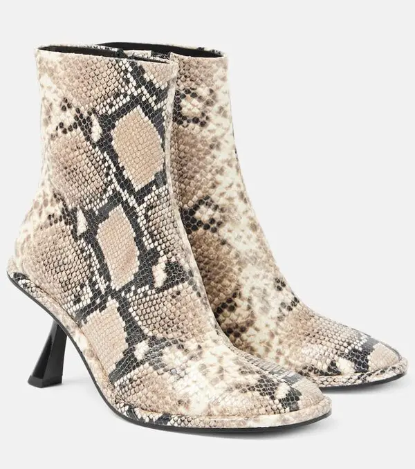 SOULIERS MARTINEZ Teo Snake-effect Leather Ankle Boots