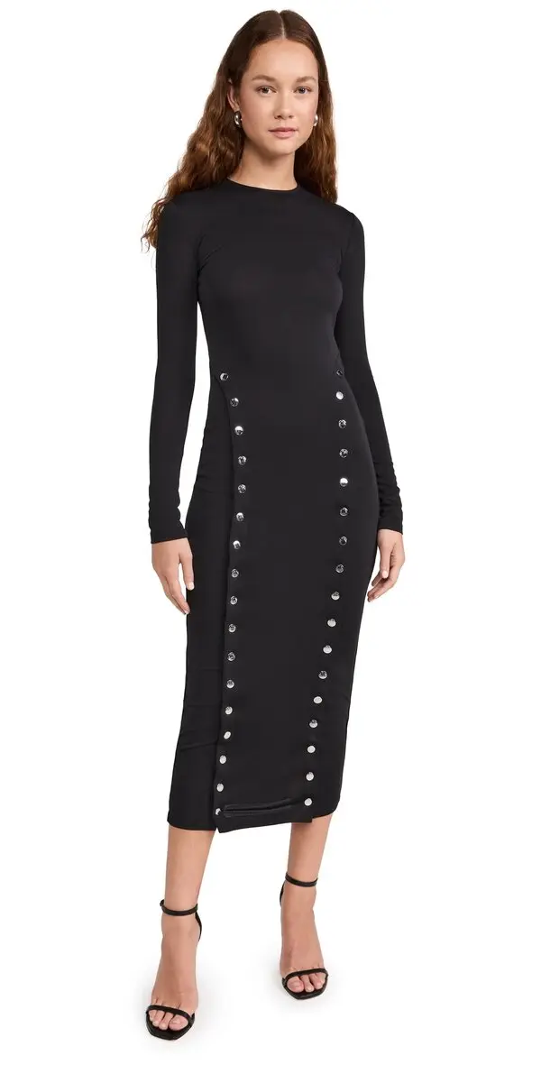 Fleur Du Mal Midi Dress With Side Snaps