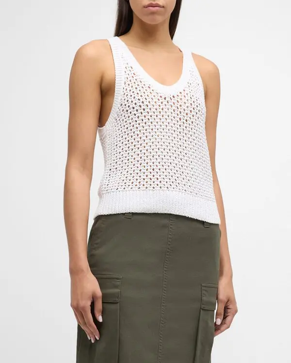 Vince Mesh Stitch V-neck Tank Top