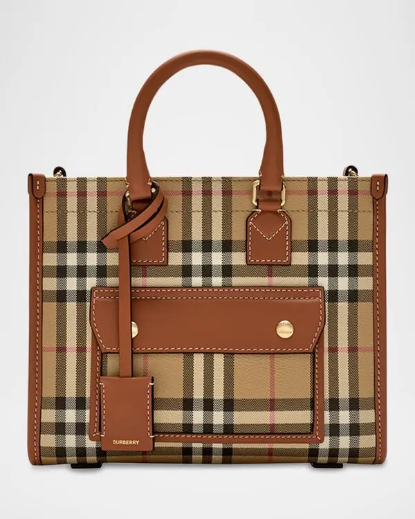 Burberry Small Freya Check Tote Bag - Vintage Check Briar Brown