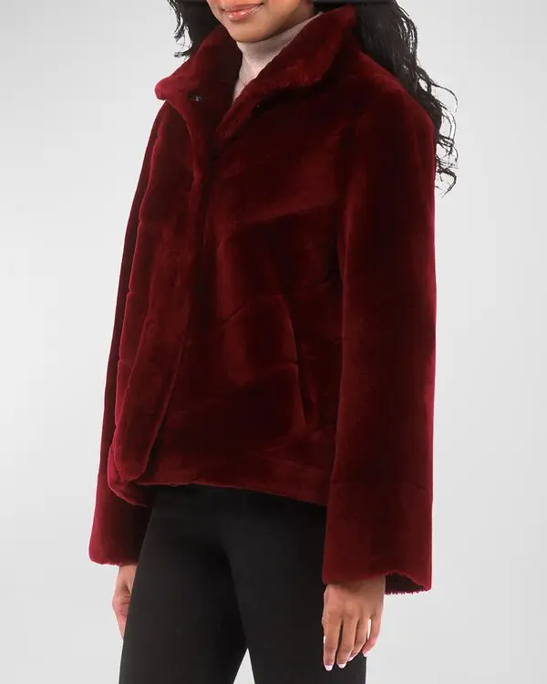 Gorski Reversible Chevron Lamb Shearling Jacket - Wine