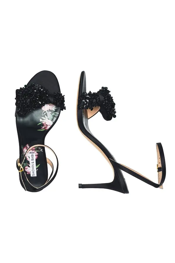 Sachin & Babi Chelsea Embellished Open Toe Heels - Black