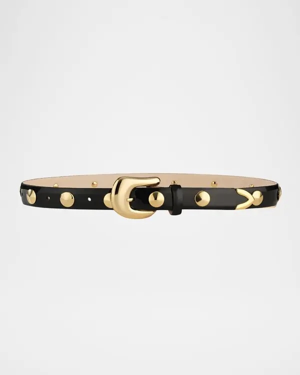 AUREUM Leather Studded Belt - Black