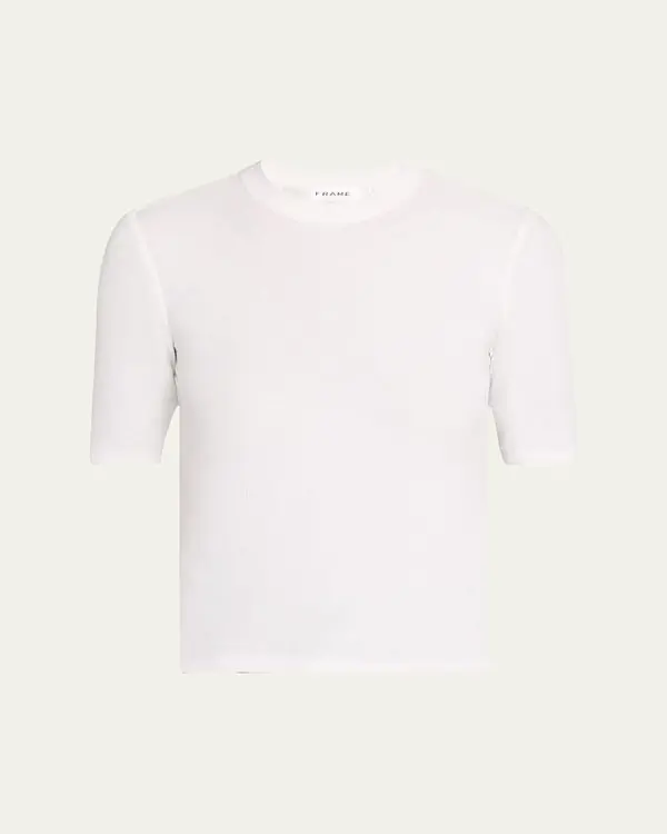 FRAME Ribbed Crewneck Tee - White