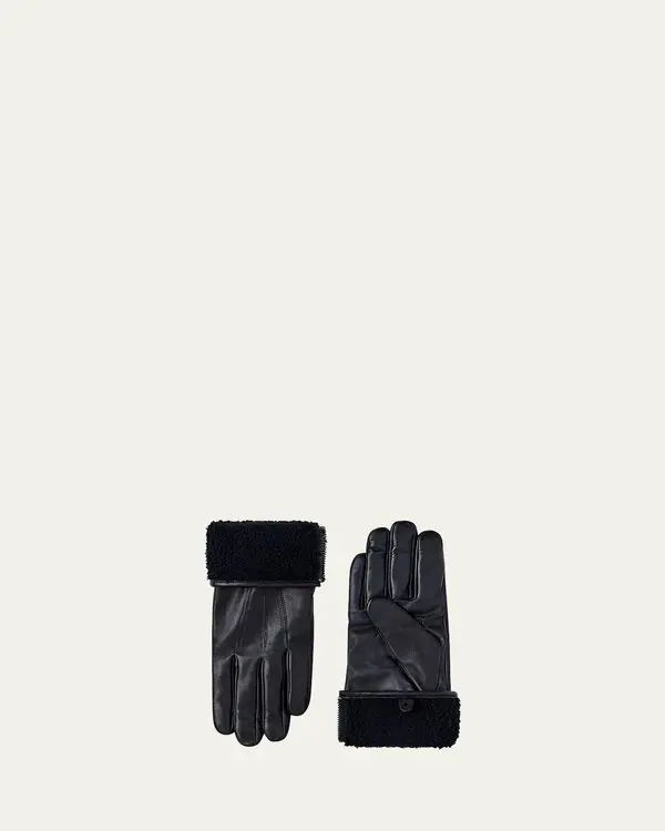 Mackage Willis Leather Gloves With Shearling Cuffs
