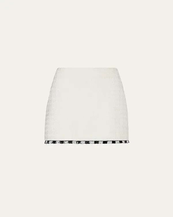 MILLY Jayla Tweed Mini Skirt With Bead And Fringe