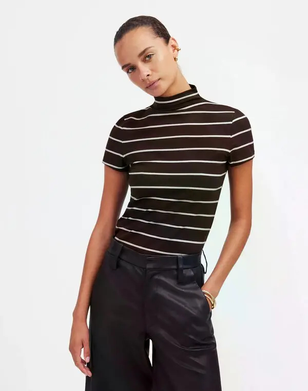 Madewell Striped Short-sleeve Mockneck T-shirt